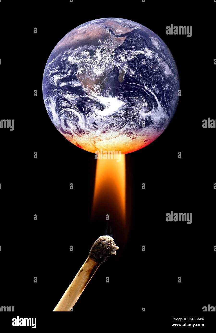 Global warming, conceptual image. Computer artwork of the Earth being ...