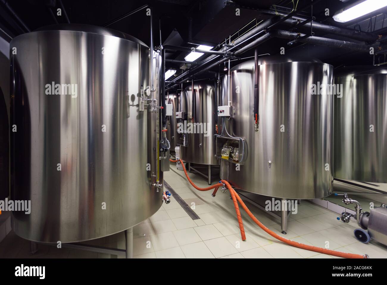 Craft beer production line in private microbrewery Stock Photo - Alamy