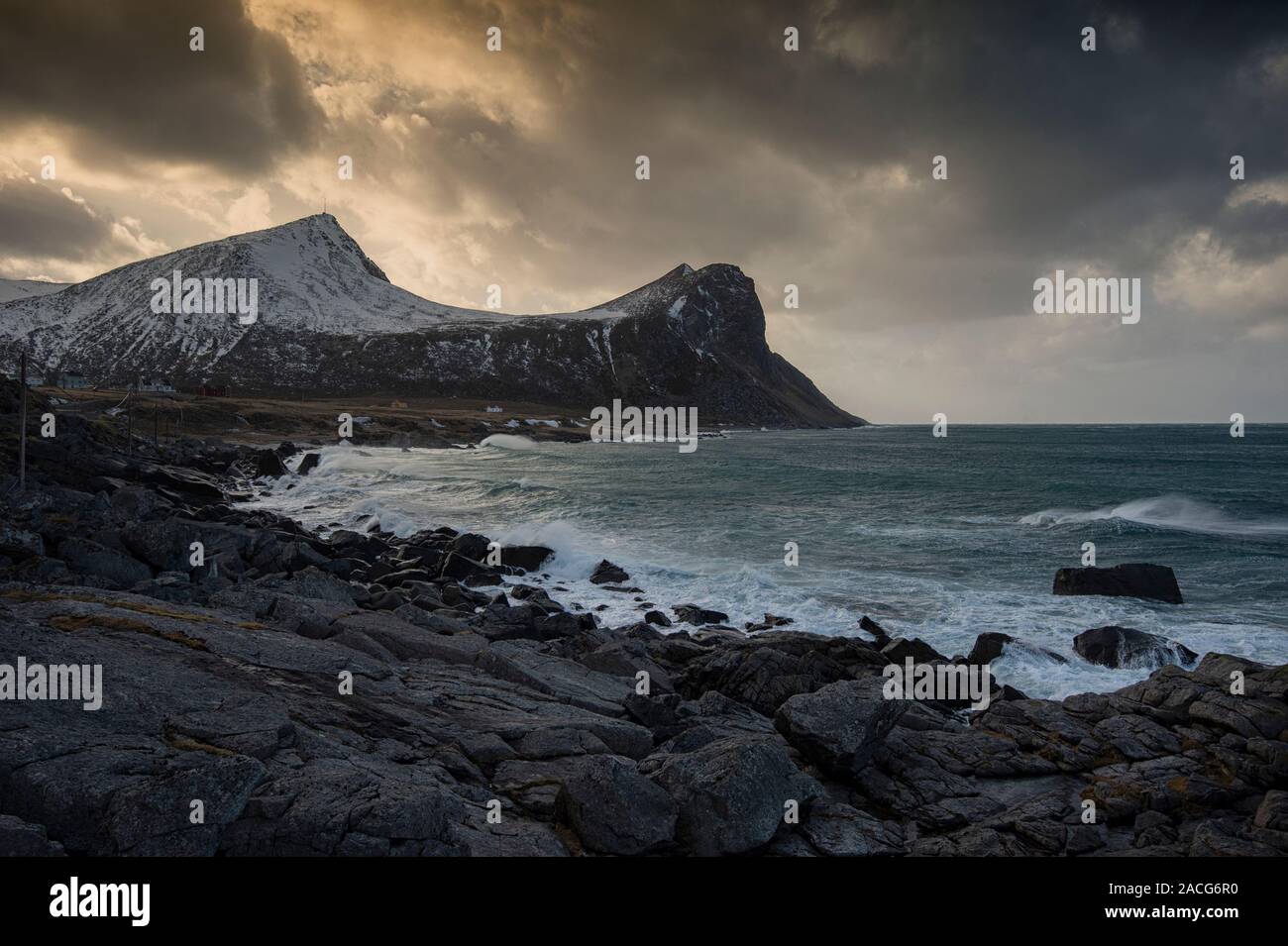 Storm approaching beach, Lofoten, Nordland, Norway Stock Photo - Alamy