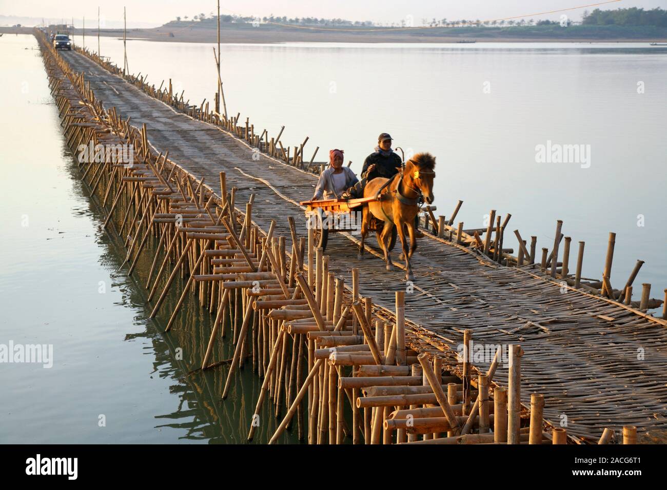 Bamboo bridge. This bridge, rebuilt every year after the rainy season ...