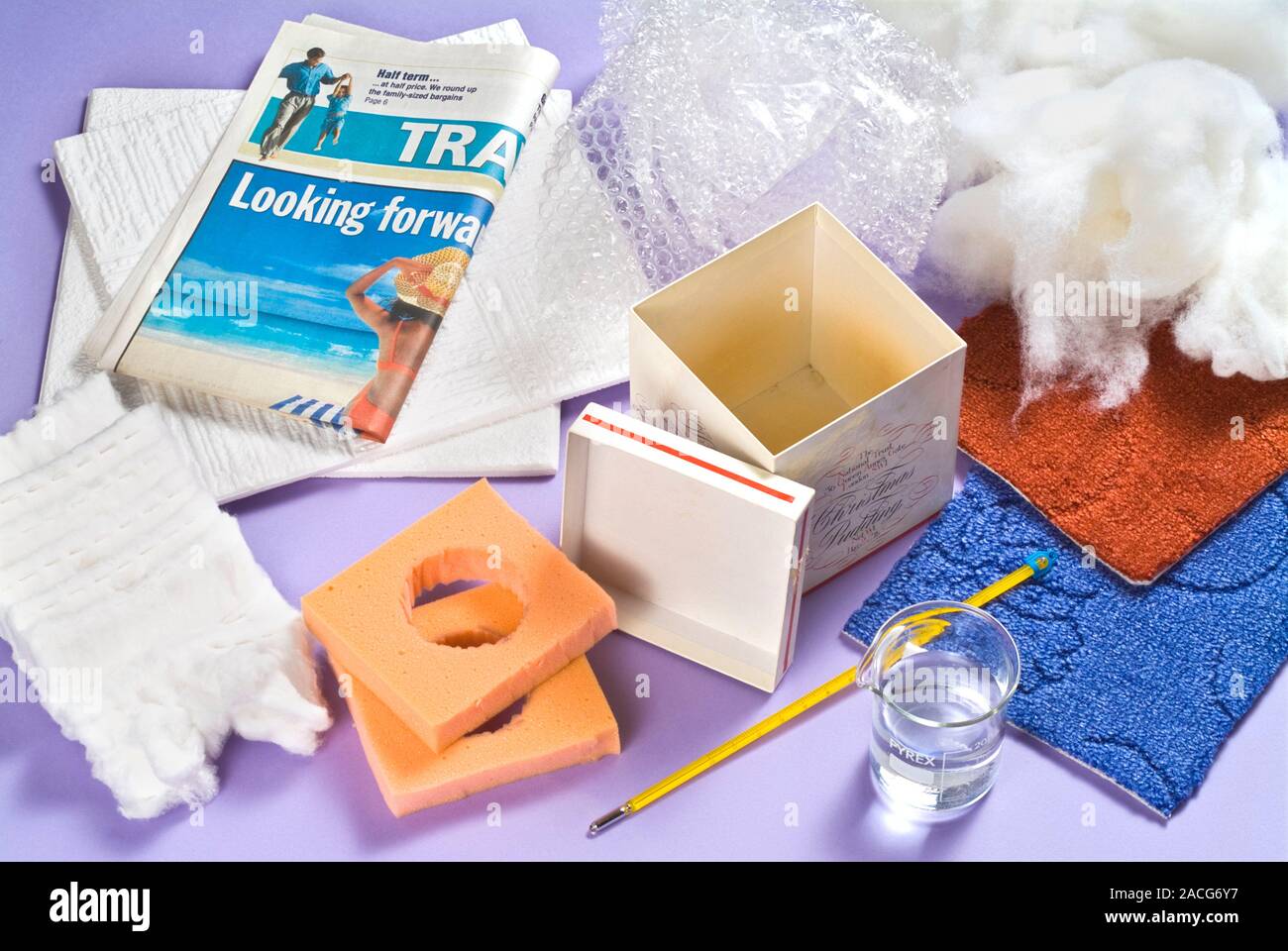 Thermal insulation experiment. Materials to be used in an experiment to ...