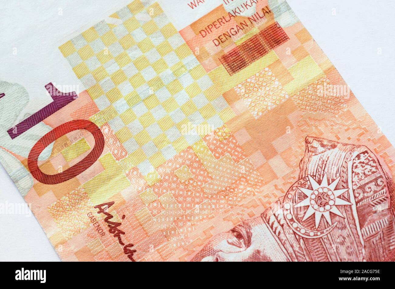 Malaysian banknote. Close up of ten ringgit Malaysian banknote. The ...