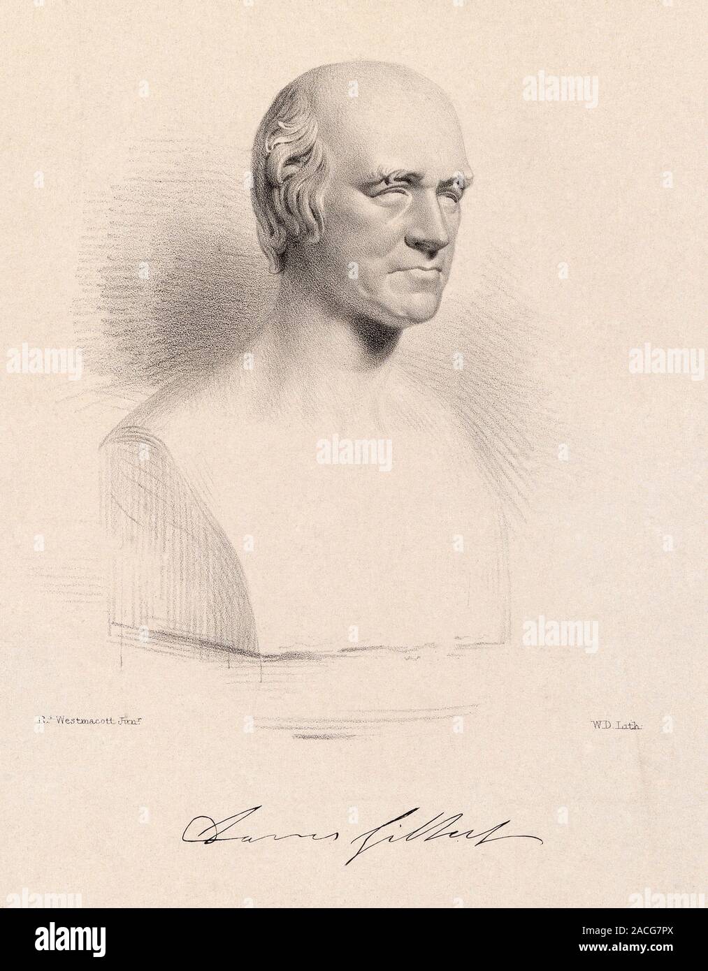Drawing after a bust of Davies Gilbert (1767-1839), English ...