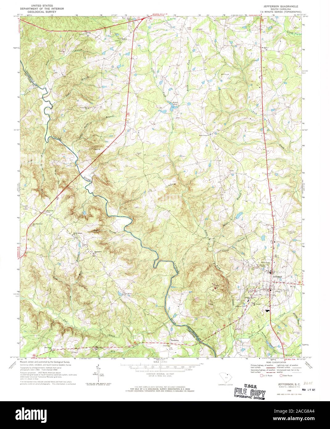 USGS TOPO Map South Carolina SC Jefferson 261160 1968 24000 Restoration ...