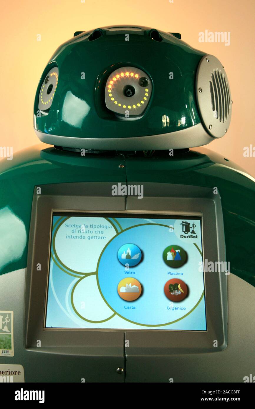 DustBot robot display screen. DustBot is a wheeled robot designed to ...