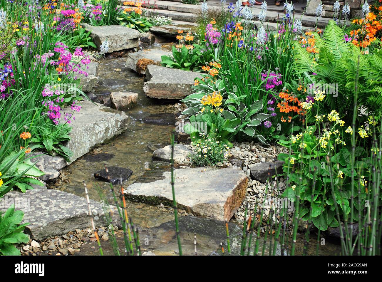 A stream running through a rock garden. Photographed at the Chelsea ...