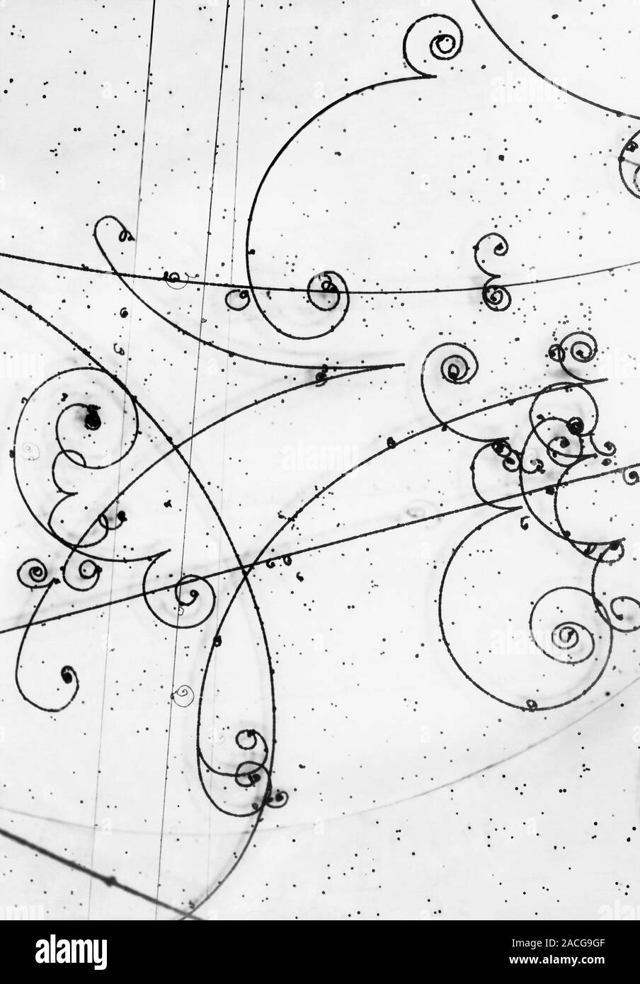 Tracks of electrons and positrons. These tracks show part of a shower ...