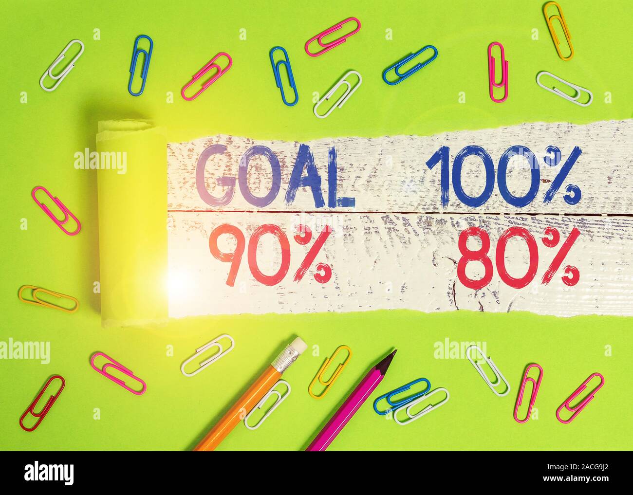 Conceptual hand writing showing Goal 100 Percent 90 Percent 80 Percent ...