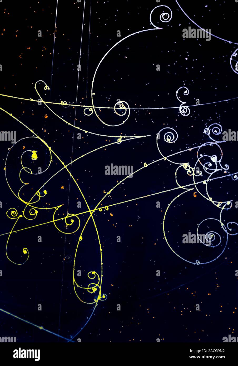 Tracks of electrons and positrons. These tracks show part of a shower ...