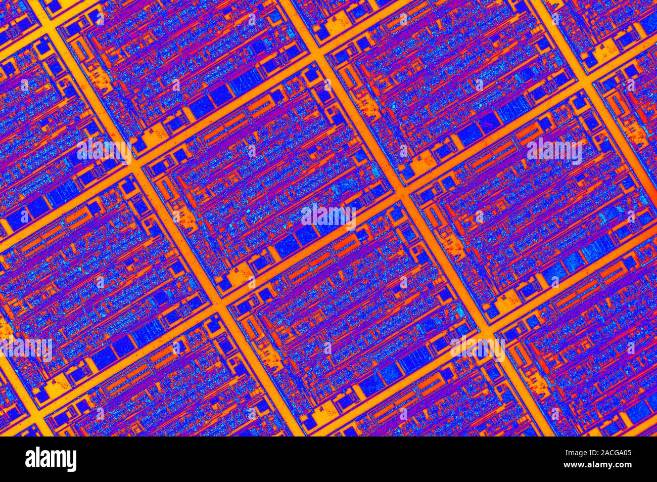 Silicon wafer. Close-up of the surface of a thin slice (wafer) of ...