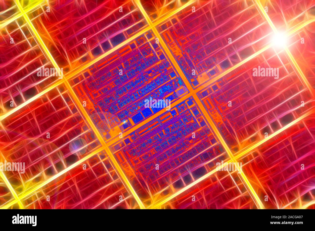Silicon wafer, conceptual artwork. Image representing the production of ...