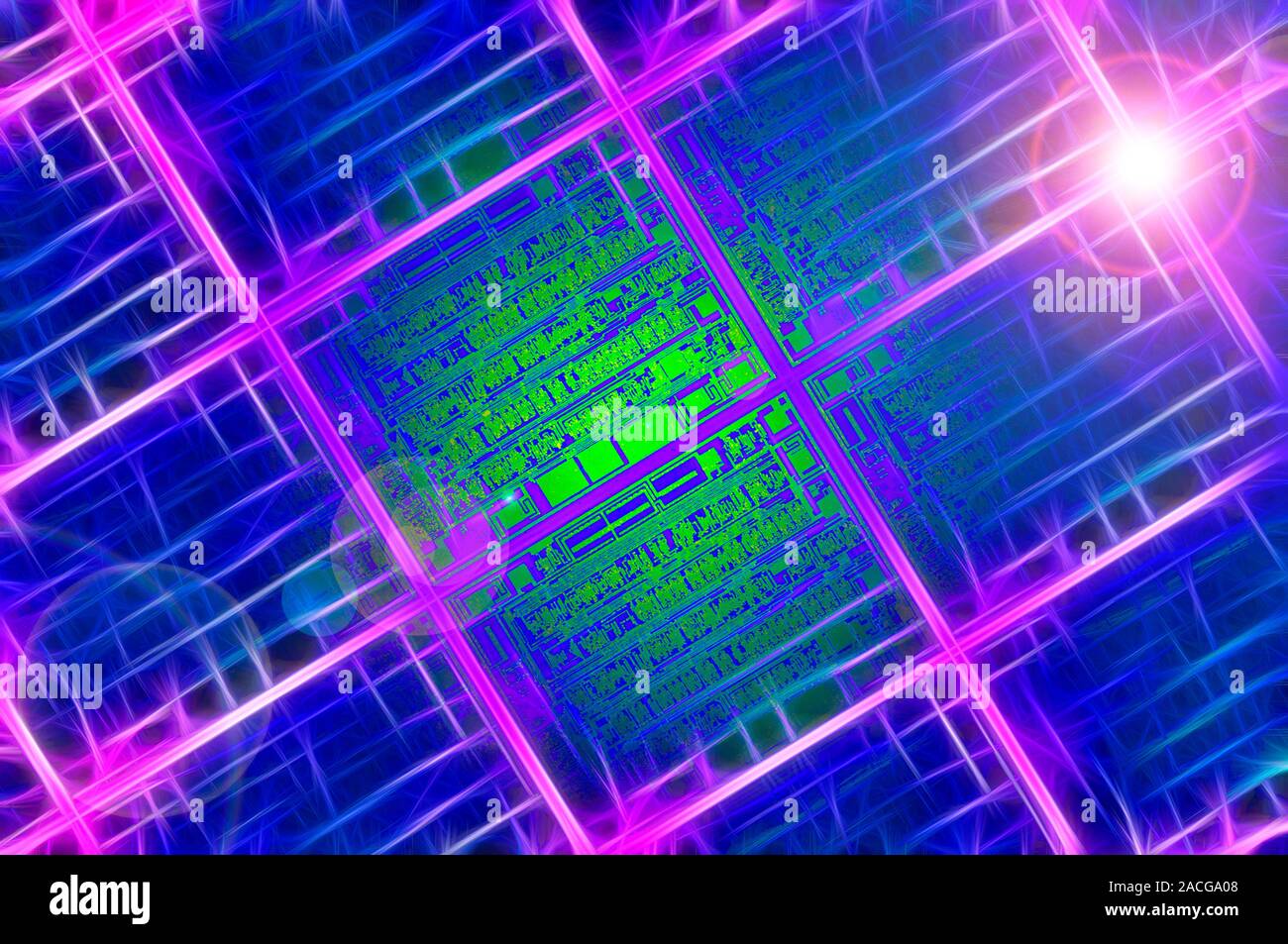 Silicon wafer, conceptual artwork. Image representing the production of ...