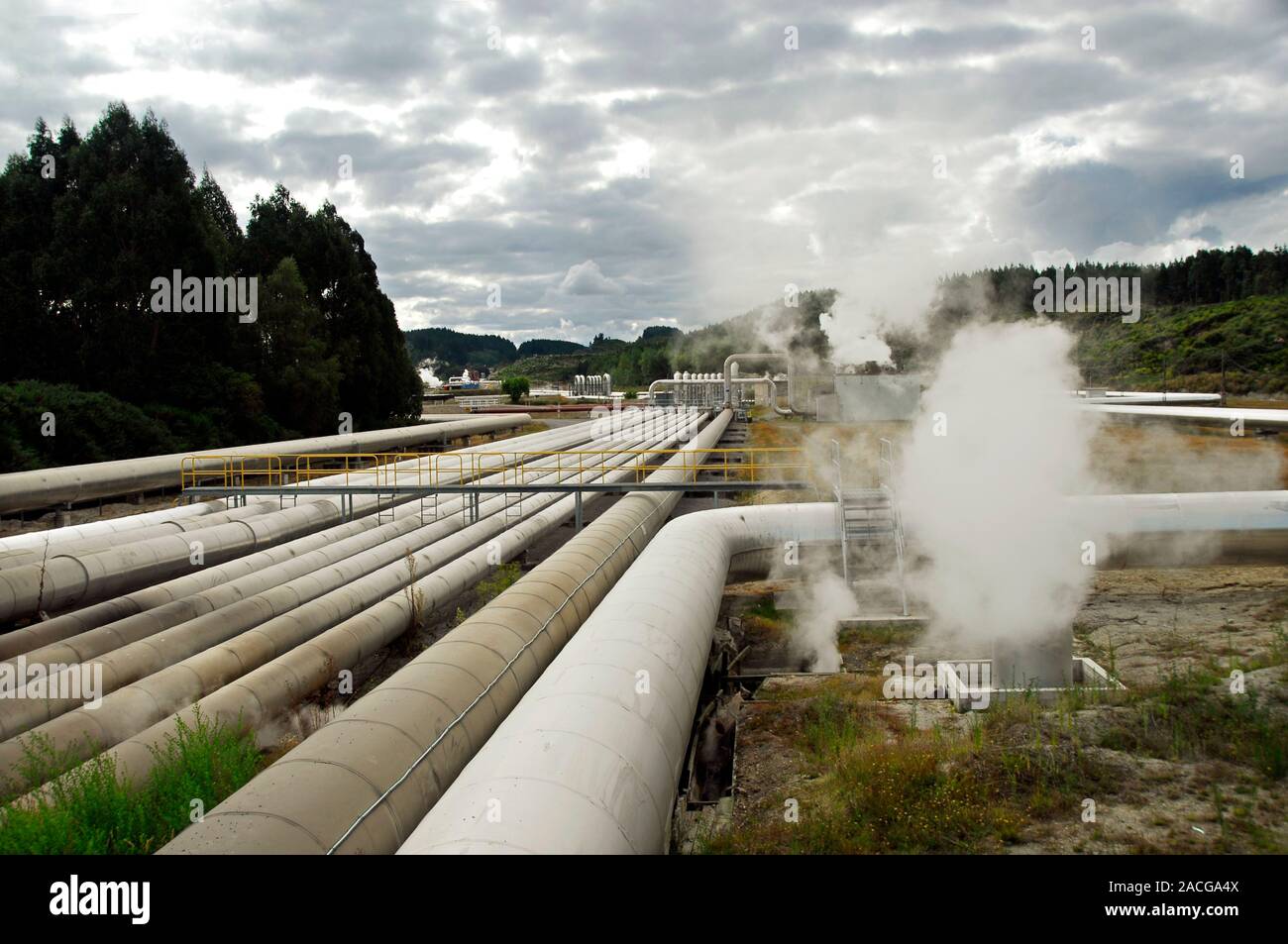 Piping at a geothermal power station. Geothermal power stations ...