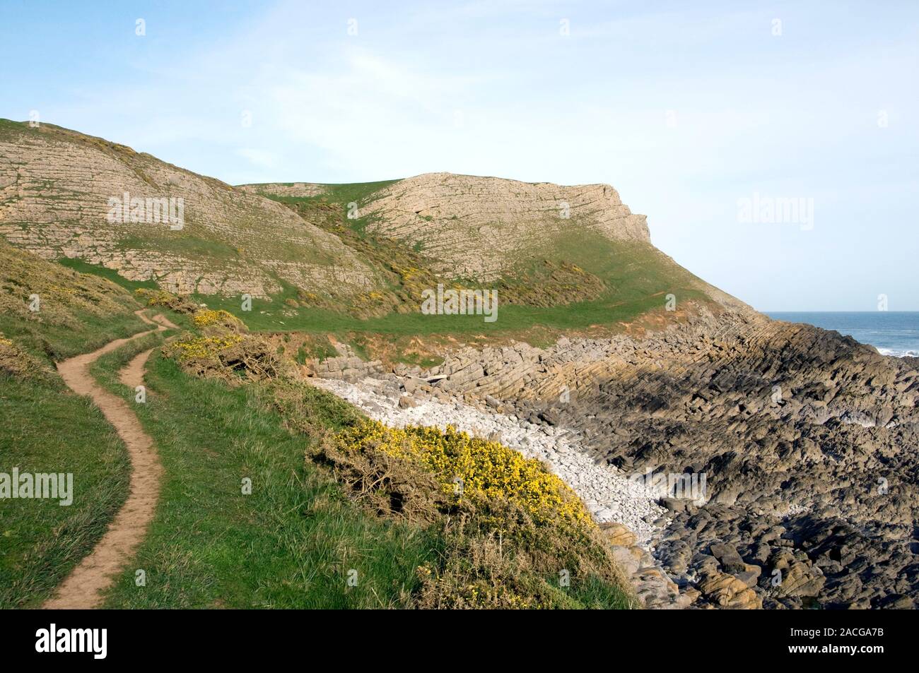 Carboniferous limestone outcrops. Limestone outcrops showing strata ...