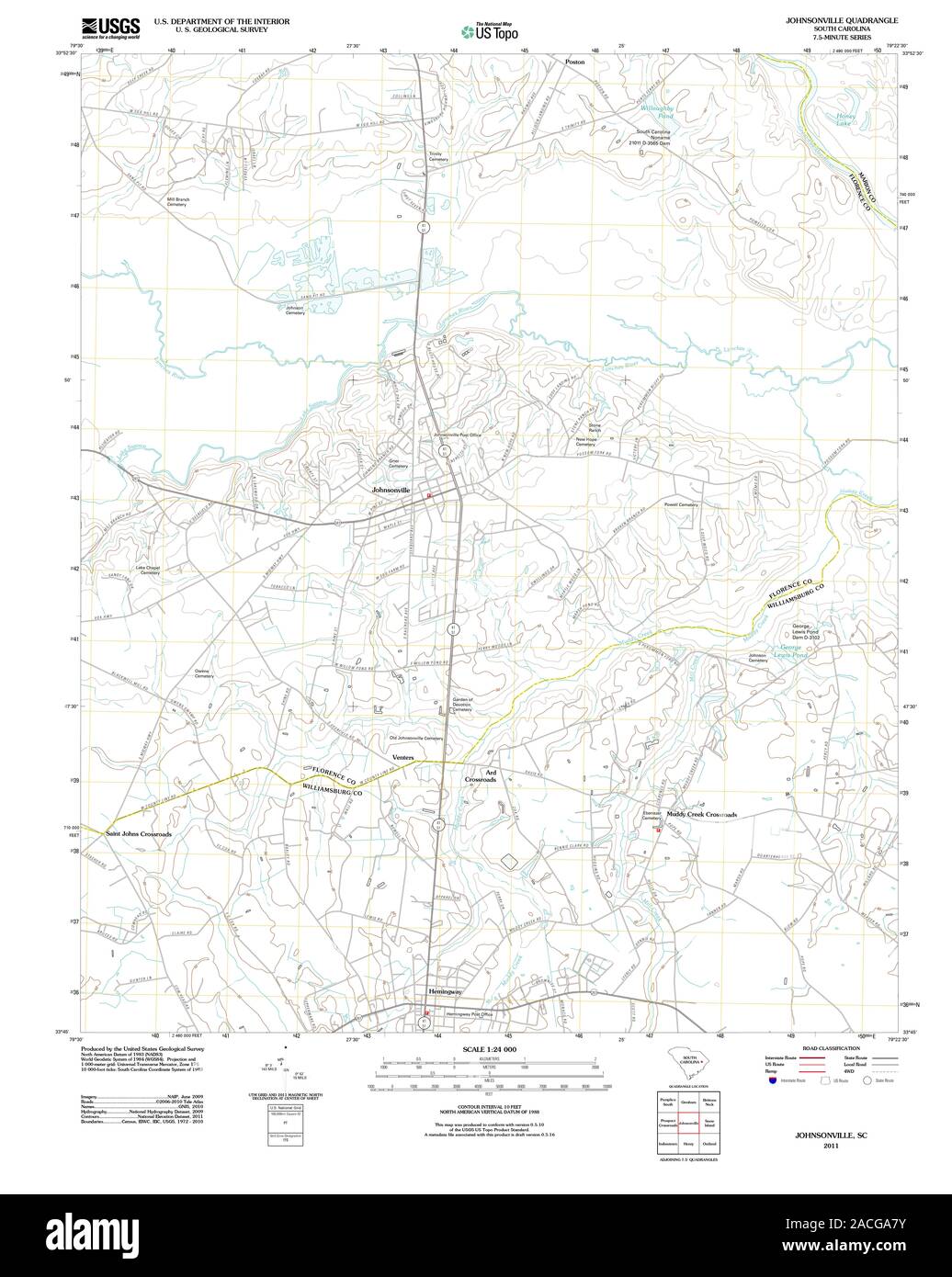 USGS TOPO Map South Carolina SC Johnsonville 20110817 TM Restoration ...