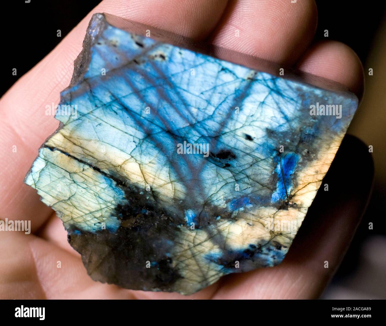 Sample of Labradorite. Labradorite is an iridescent form of plagioclase ...