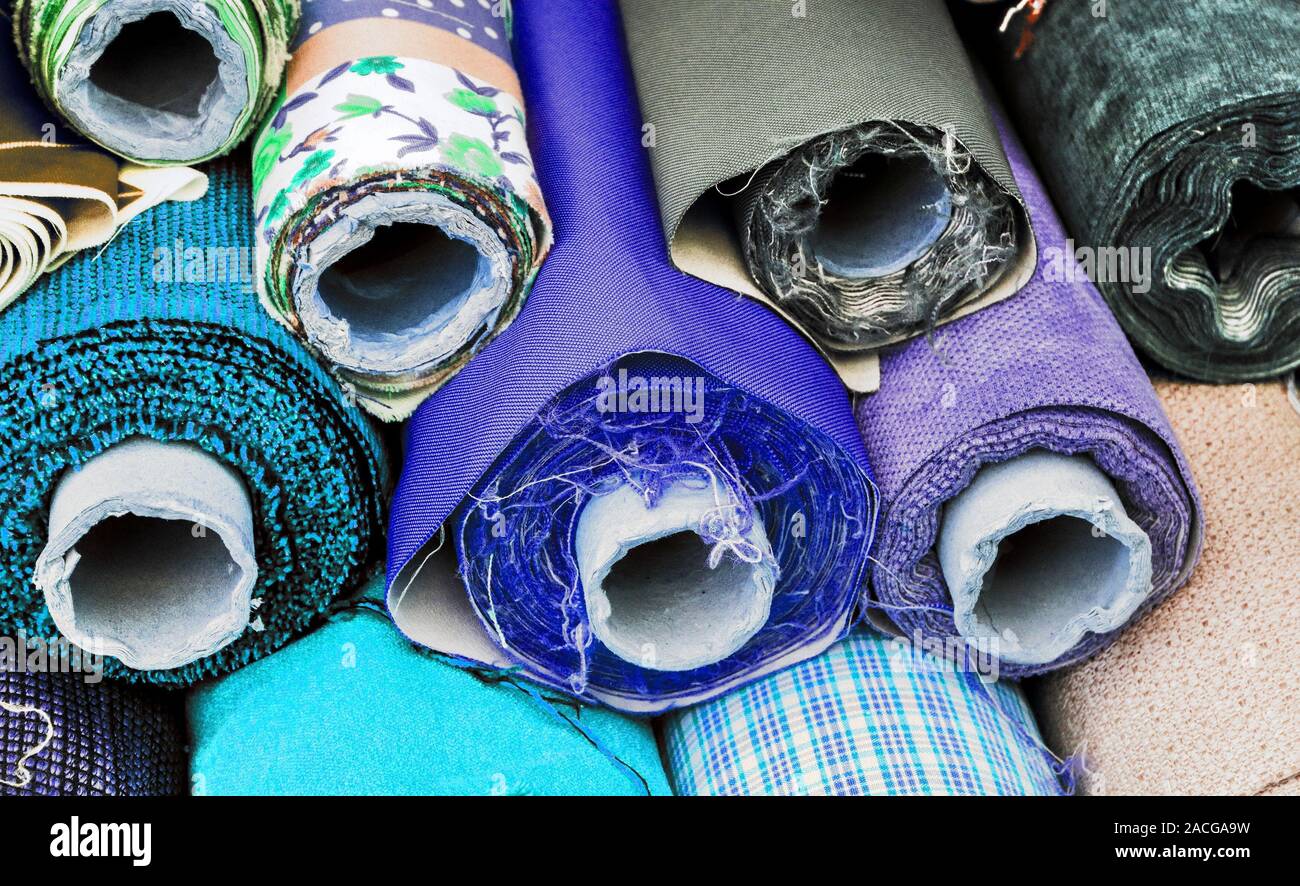 Detailed view on fabrics and textile surfaces and texture in different ...