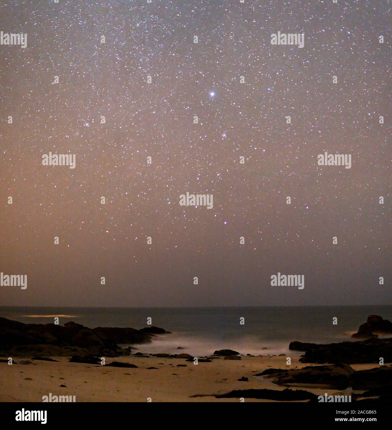 Sirius in Canis Major over a beach. Sirius (upper centre) is the main ...