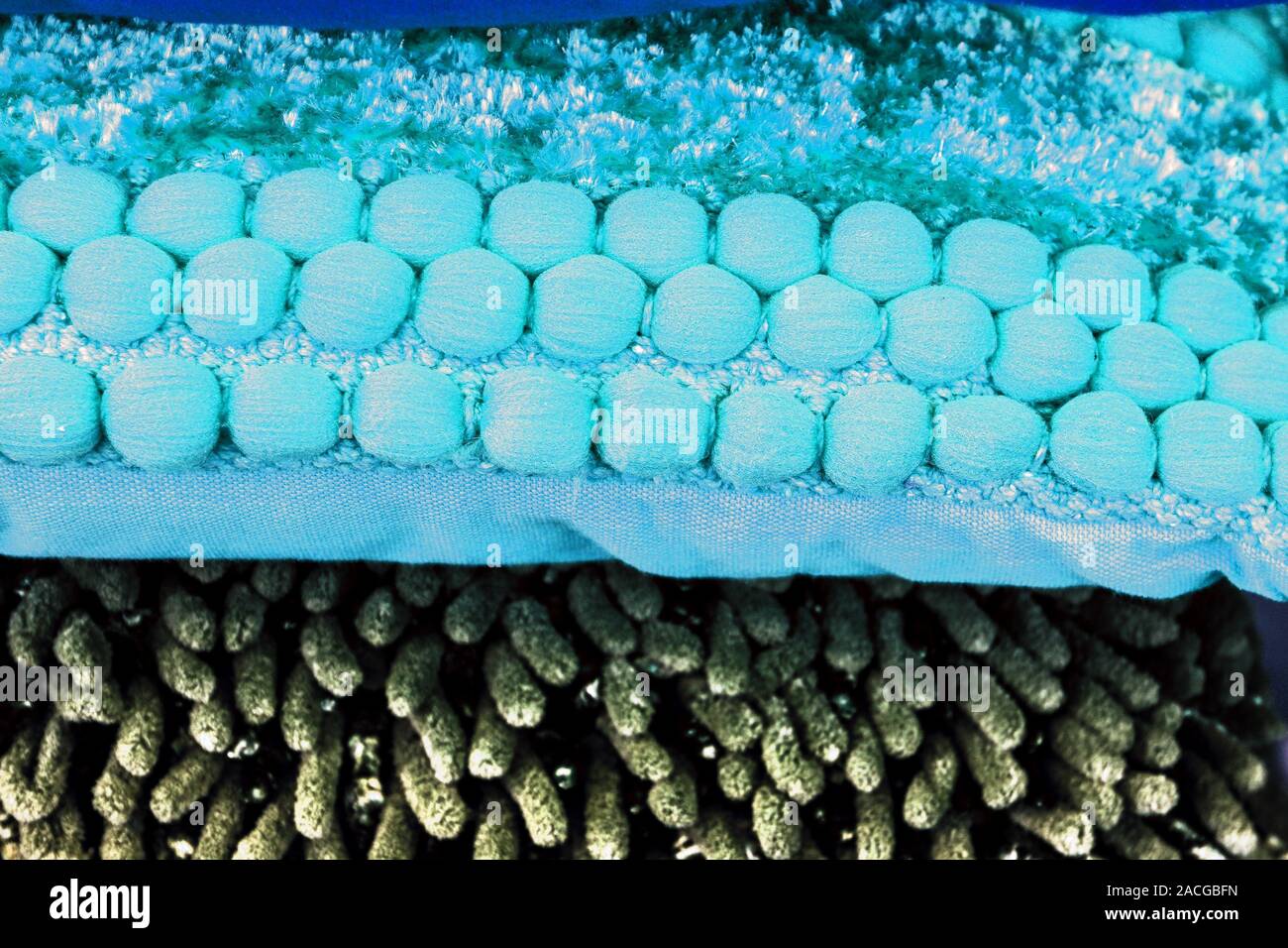 Detailed view on fabrics and textile surfaces and texture in different ...