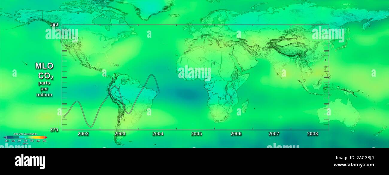 Global carbon dioxide variations, 2004. Map showing the global ...