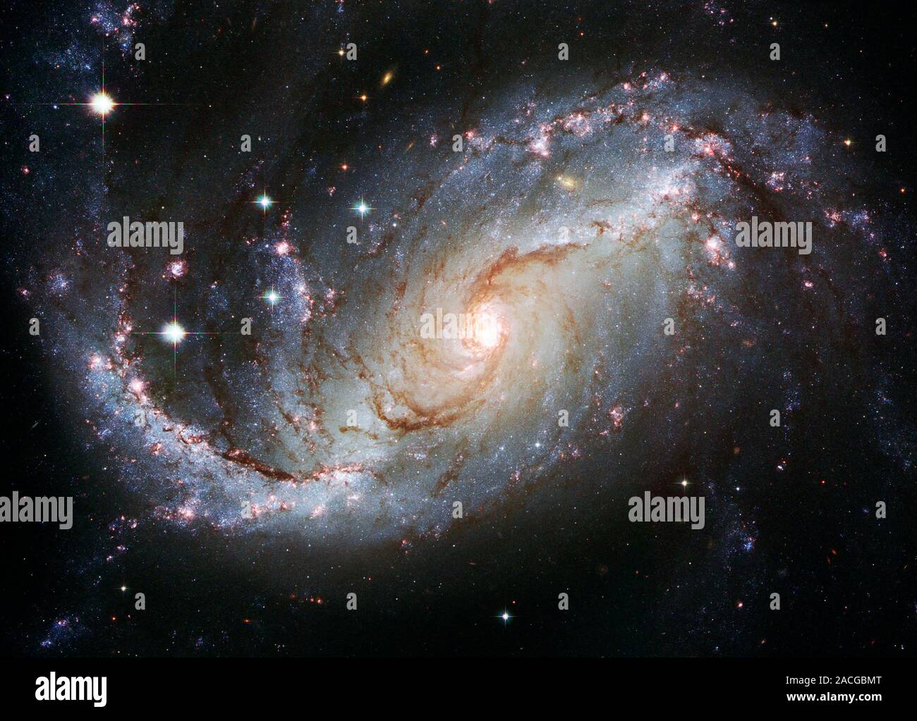 Barred spiral galaxy NGC 1672, Hubble Space Telescope image. This image ...