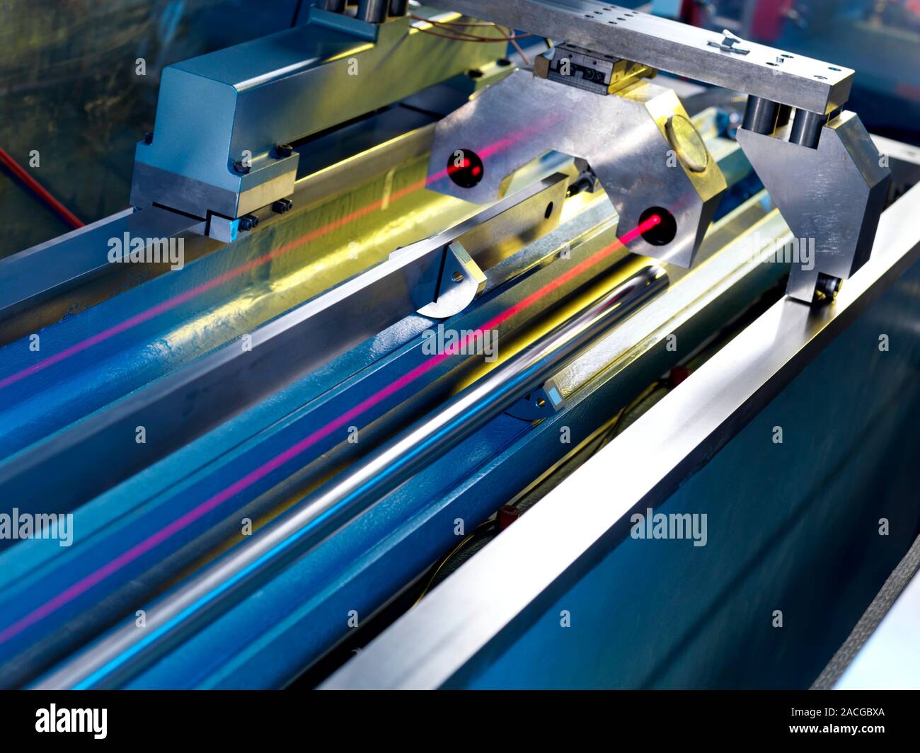 Precision length measurement. Interferometer being us to measure the ...