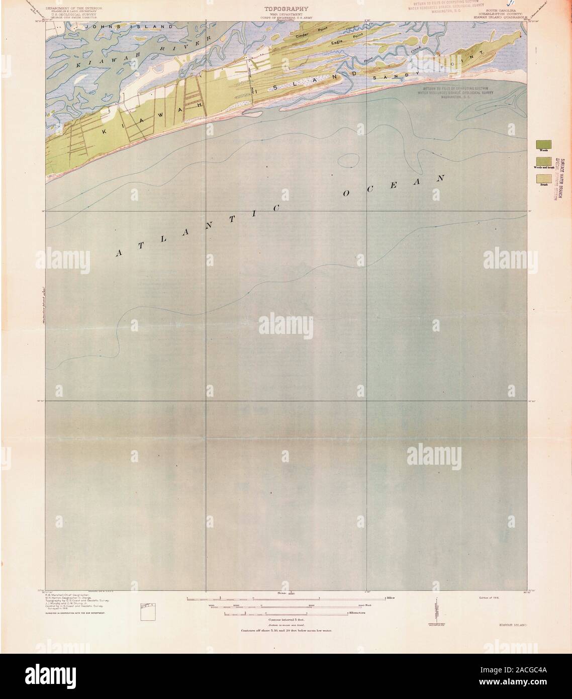 USGS TOPO Map South Carolina SC Kiawah Island 260679 1918 21120 ...