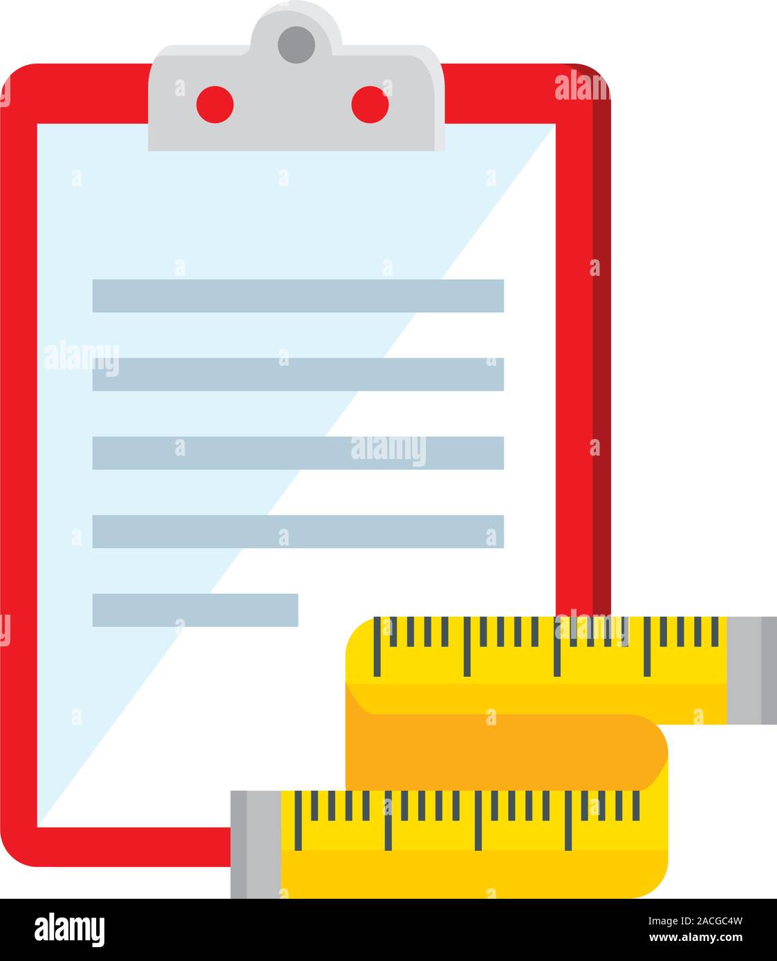 measuring tape and clipboard with paper document Stock Vector Image ...