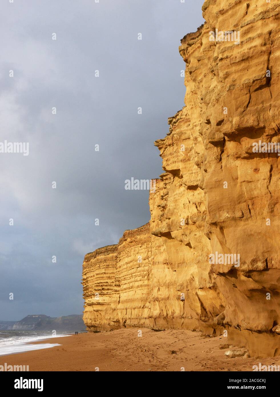 Cliffs and beach at Burton Bradstock, Dorset, UK.The cliffs are ...