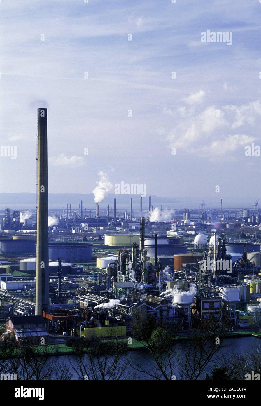 Oil refinery. View over a petroleum plant in Le Havre, France Stock ...