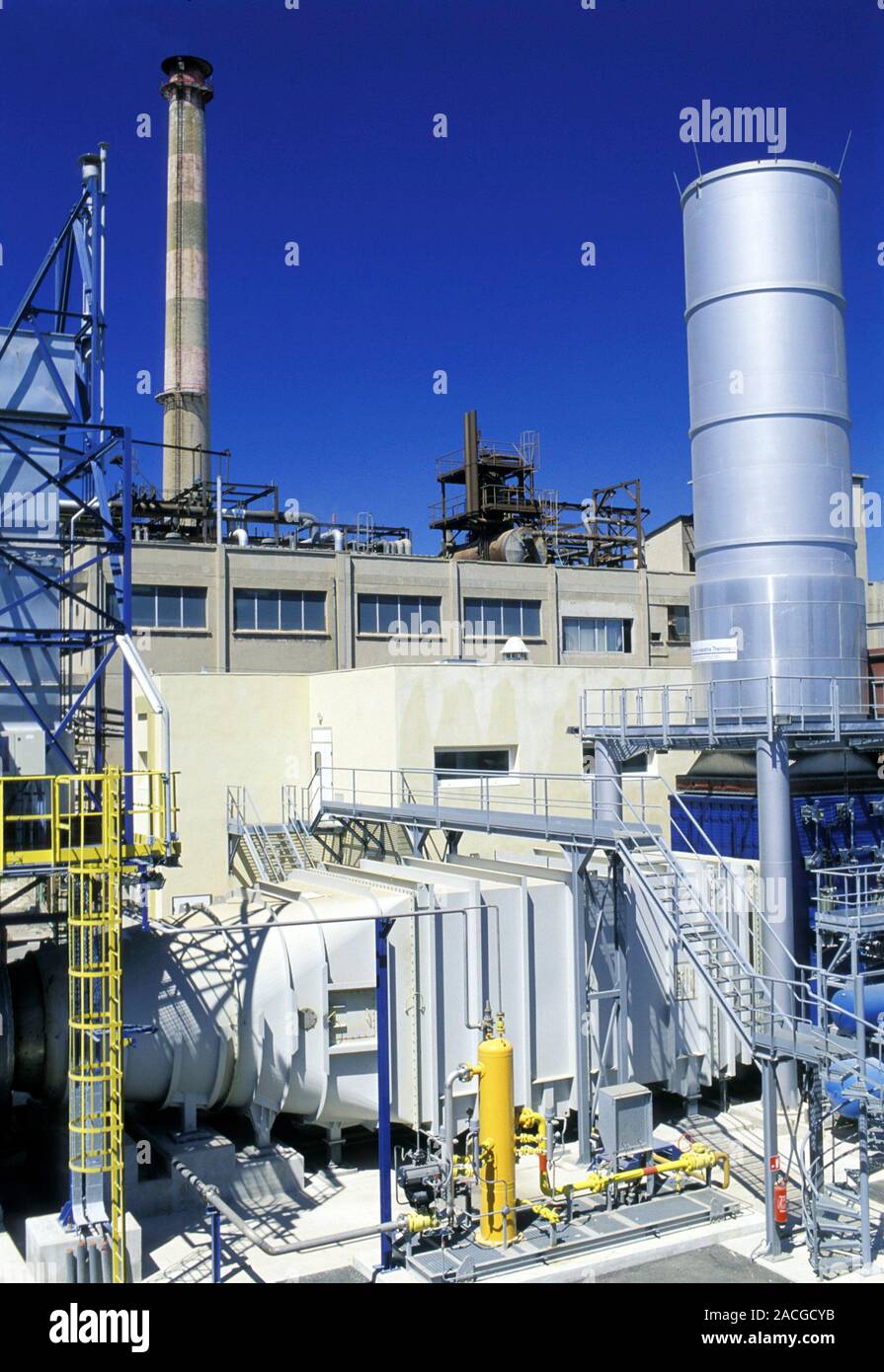 Combined heat and power (CHP) station. Conventional power plants emit ...