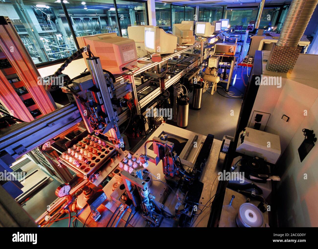 Lubricant testing. Machine used to test samples of lubricants at a ...