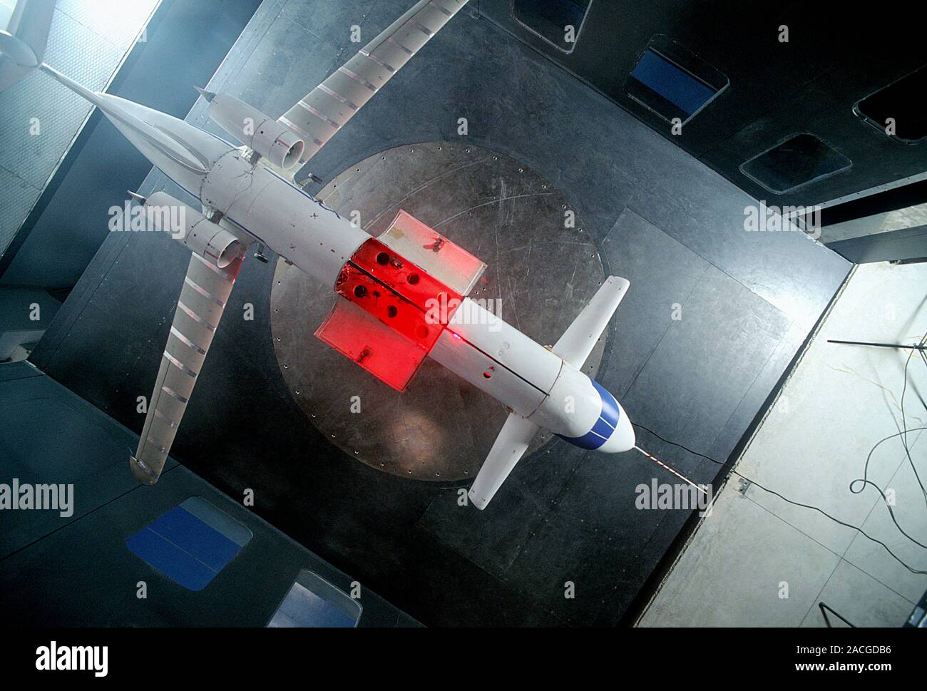 Aeroplane wind tunnel test. 1/10 scale model of an advanced-design ...
