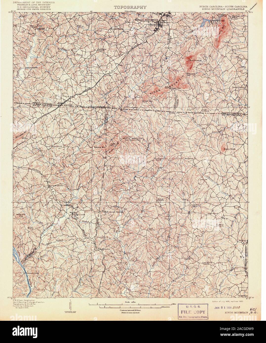 Map of kings mountain hi-res stock photography and images - Alamy