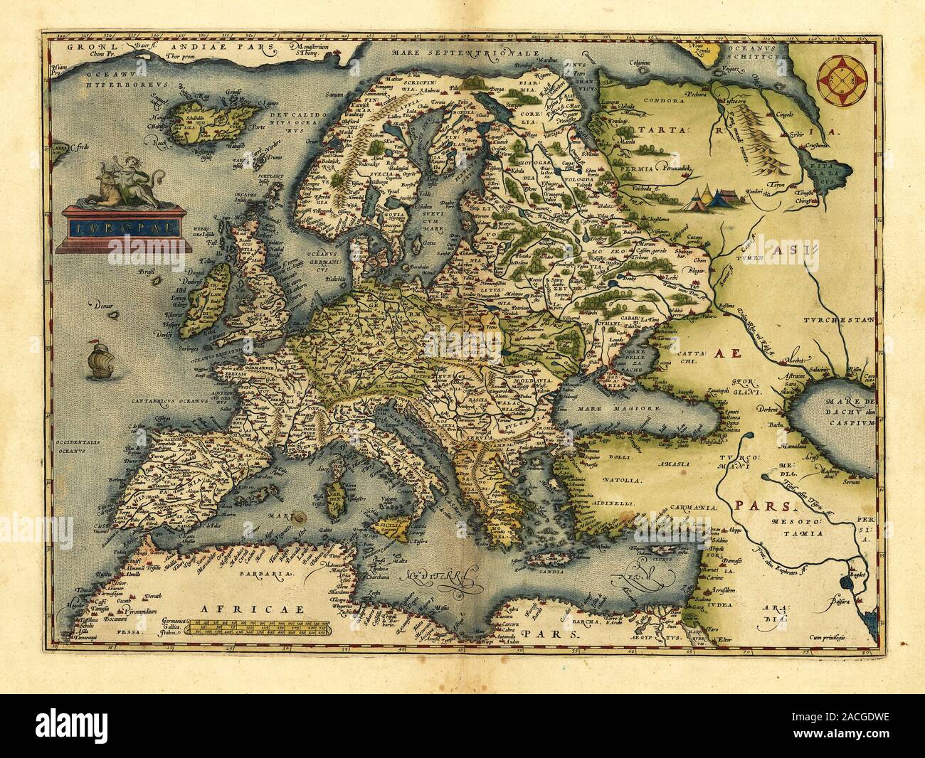 Ortelius's map of Europe, 1570. This map is from the 1570 first edition ...