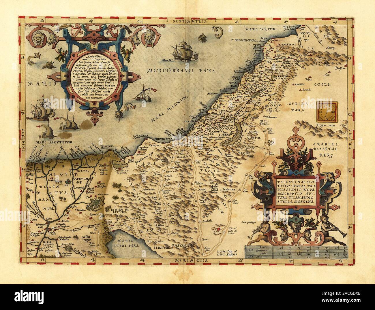 Ortelius's map of Palestine. This map is from the 1570 first edition of ...