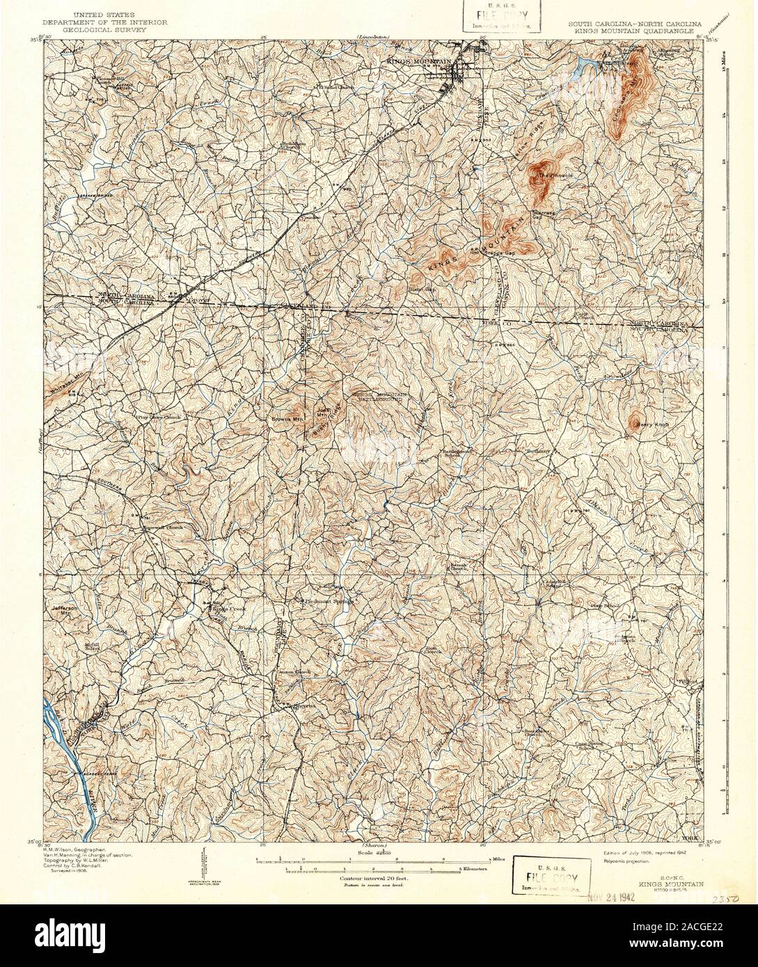 Map of kings mountain hi-res stock photography and images - Alamy