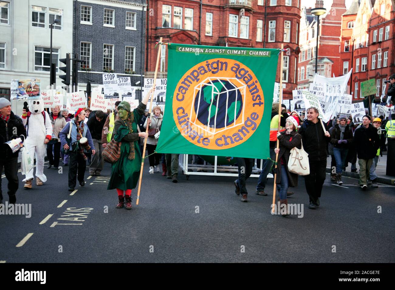 Campaign against climate change. Protesters marching against using ...