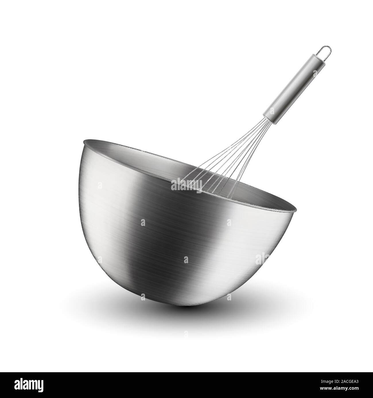 Vector 3d Realistic Steel, Chrome, Silver Metal Hemisphere Circle Bowl ...