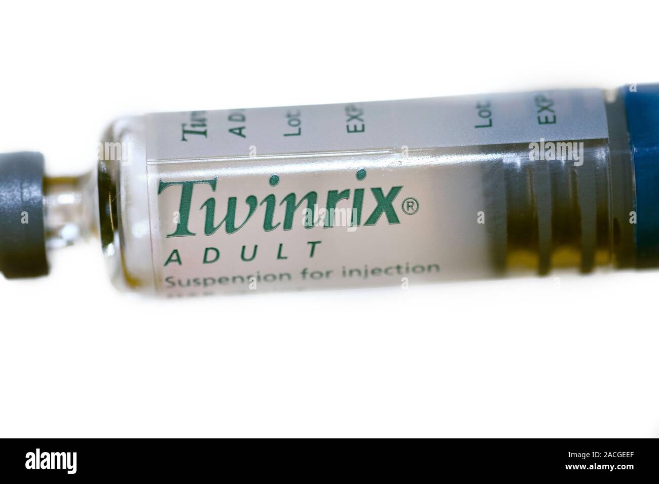 Syringe containing Twinrix vaccine to inoculate against Hepatitis A and ...