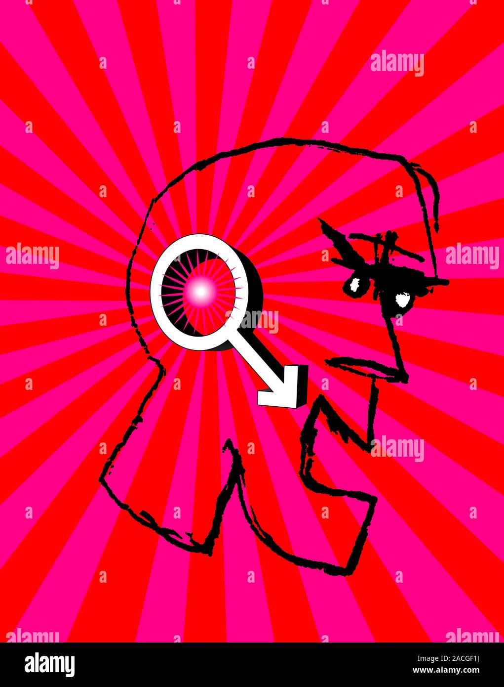 Male rage, conceptual image. Computer artwork of a man's head shouting ...
