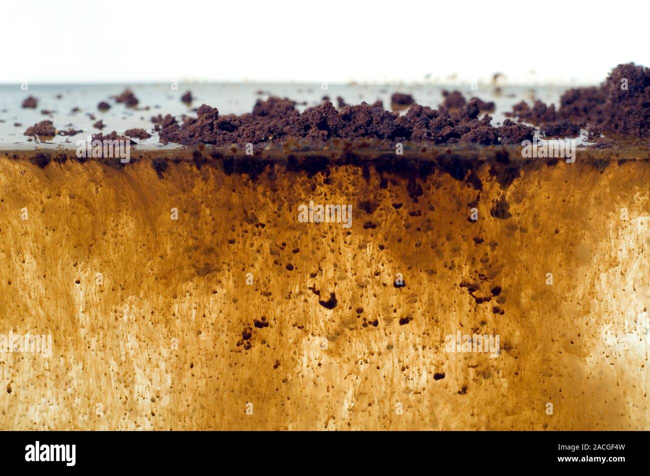 Instant coffee dissolving in water. Instant coffee is a dried aqueous ...