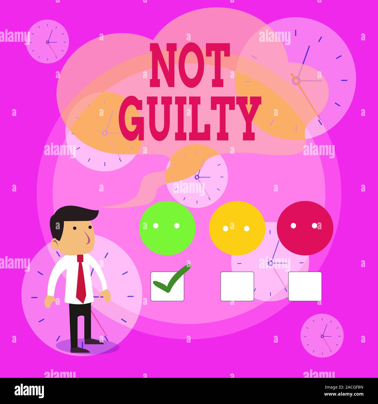 Writing note showing Not Guilty. Business concept for someone is ...