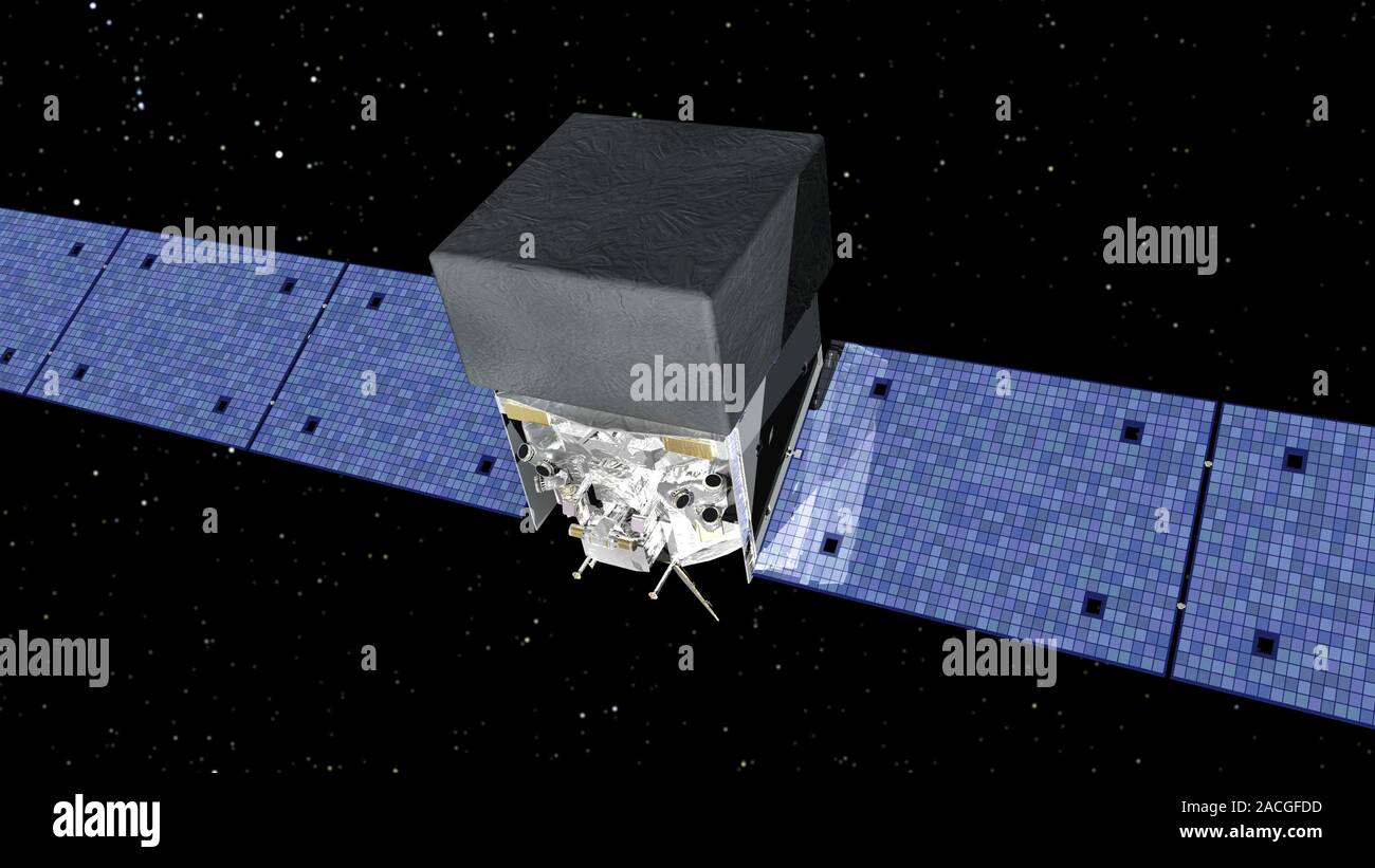 Fermi Gamma-ray Space Telescope in orbit, computer artwork. This space ...