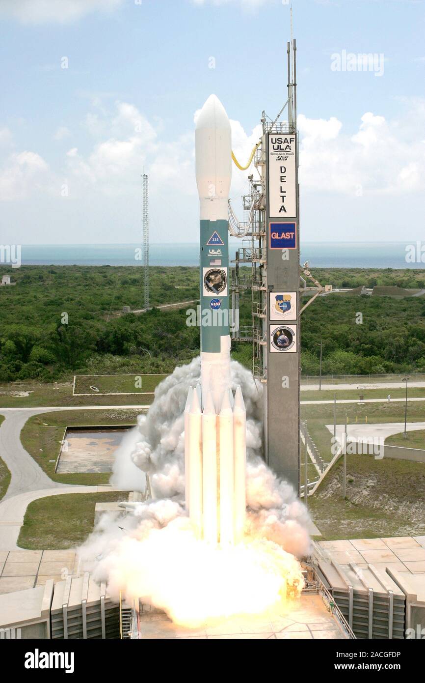 Fermi Gamma-ray Space Telescope launch. Delta II rocket carrying the ...