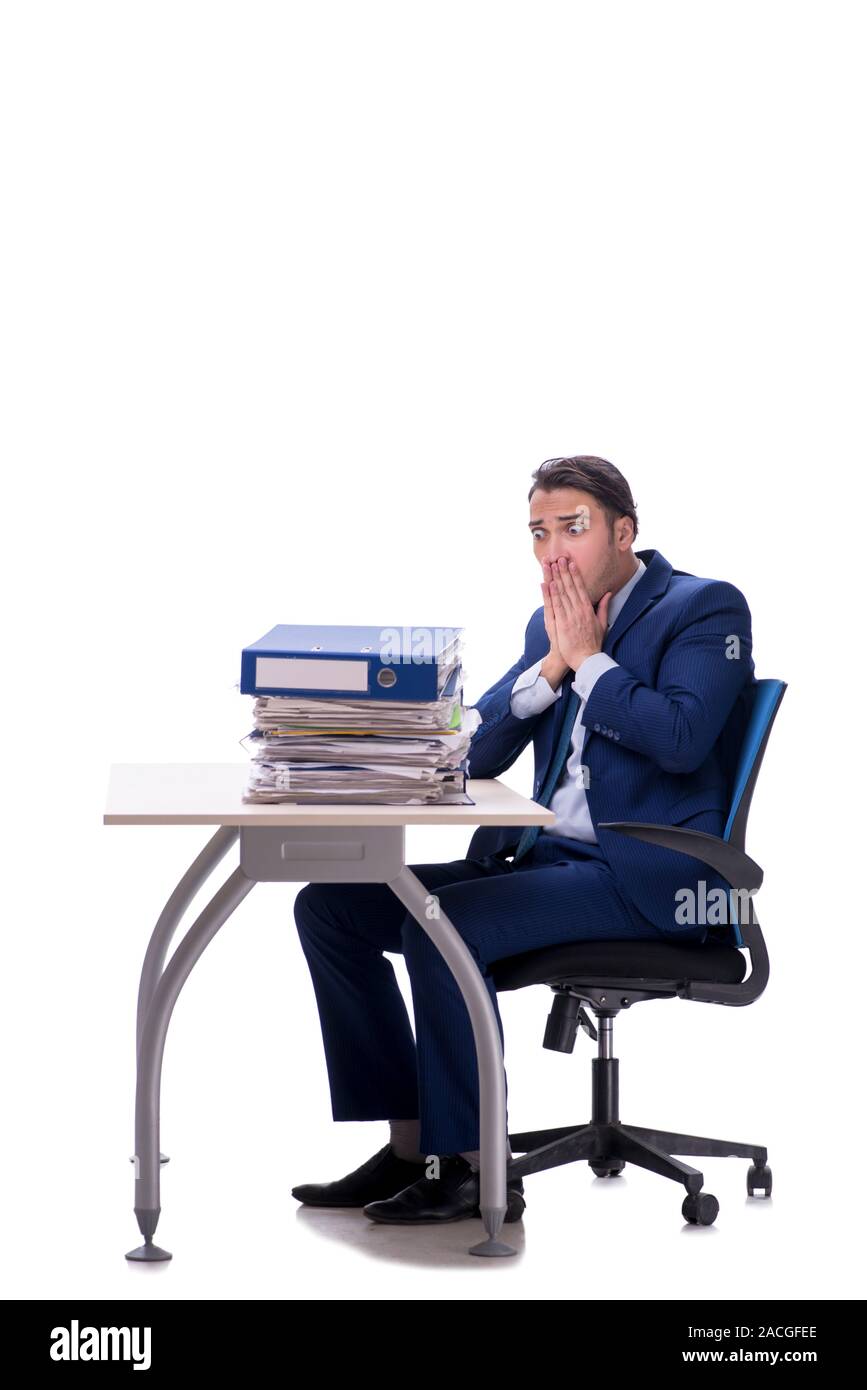 The employee working isolated on white background Stock Photo - Alamy