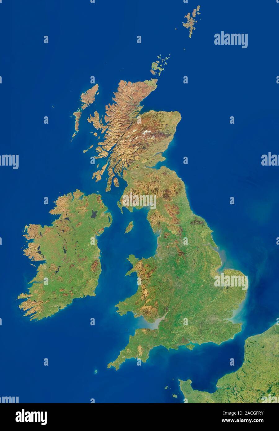 British Isles, satellite image. North is at top. This mosaic of cloud ...