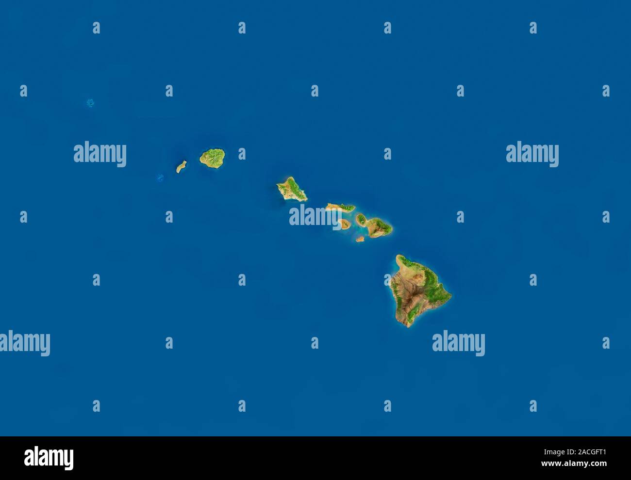 Hawaii, satellite image. North is at top. This mosaic of cloud-free ...