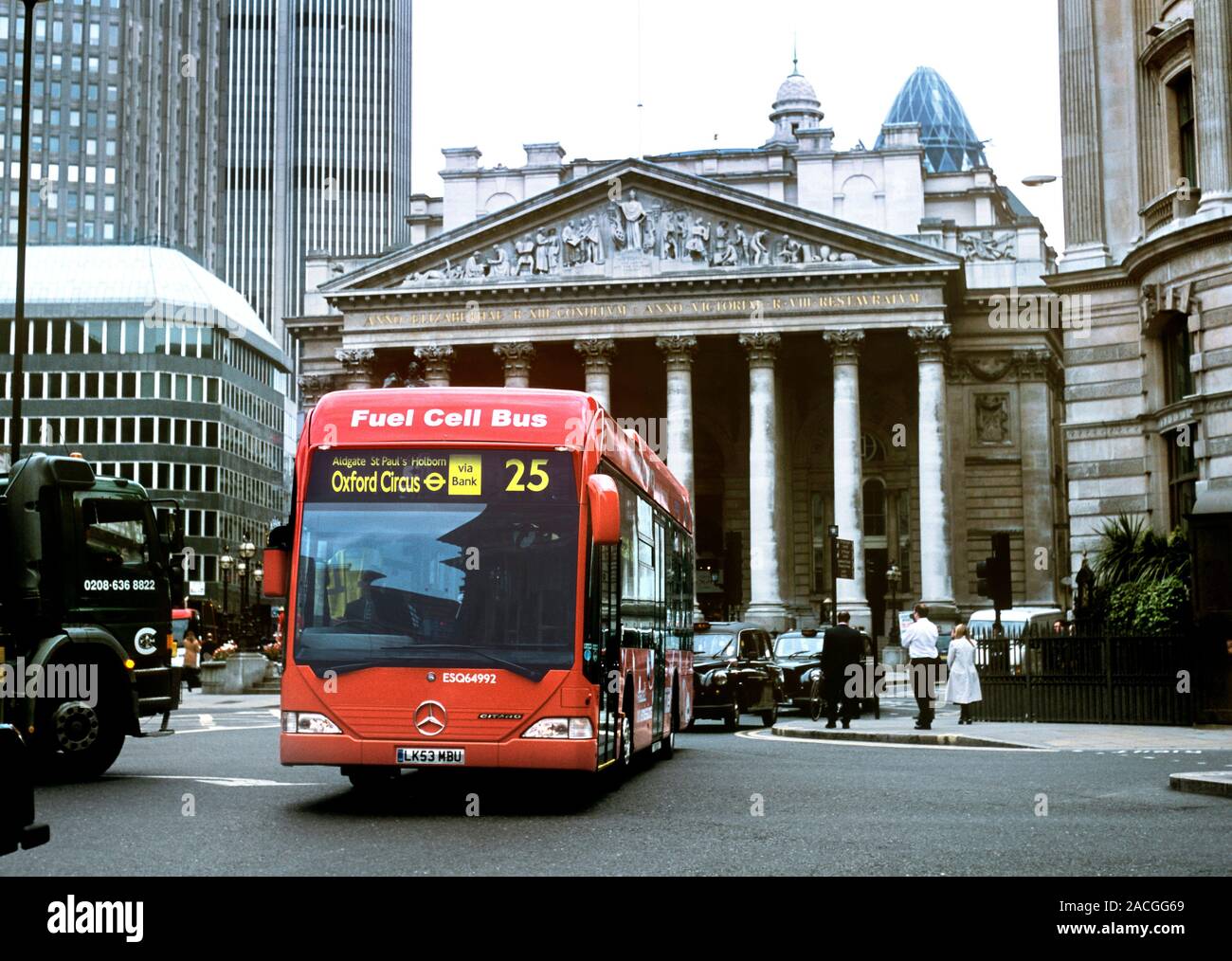 Hydrogen-powered bus. This bus is powered by a fuel cell that runs on ...