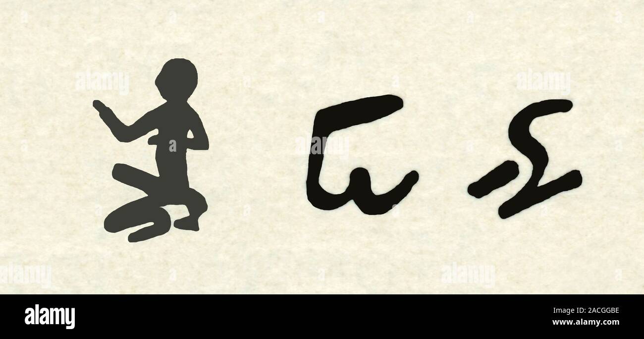 Ancient Egyptian script signs for man, illustration. Seen here are ...